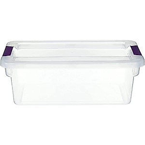 6 Quart (Qt) Clearview Storage Latch Box w/ Purple Latches