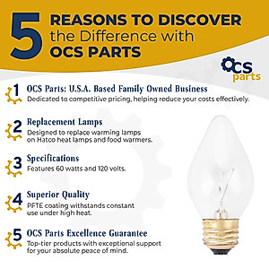 OCS Parts Hatco 02.30.043.00 Replacement Light Bulbs | 60W Torpedo Shape Replacement Lamps for Hatco Food Warmers (4-Pack)