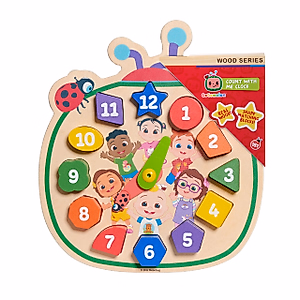 CoComelon Count with Me Wooden Clock, Recycled Wood, Learning and Education, Officially Licensed Kids Toys for Ages 18 Month by Just Play
