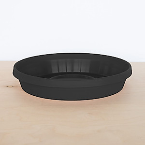 Bloem Terra Pot Round Drain Saucer: 24" - Black - Tray for 17-24", Matte Finish, Durable Resin, Ribbed Bottom, for Indoor and Outdoor Use, Gardening, Planter Not Included, 17.5"