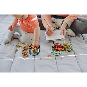 MIRA Stainless Steel Lunch Containers - 3-Piece Nesting Food Storage Set - BPA-Free Reusable Boxes for Meals & Snacks (Blue/Emerald/Teal)