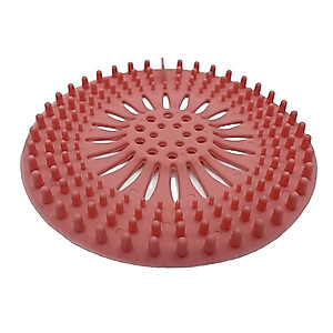 Shower Drain Hair Catcher, Durable Silicone Hair Stopper Easy to Install and Clean for Bathroom Bathtub and Kitchen Pink, 13*13*1cm, AZ-P071-US1189777GJIPBBE