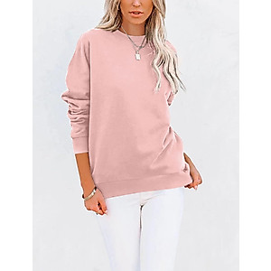 TICTICMIMI Women's Casual Long Sleeve Color Block/Solid Tops Crewneck Sweatshirts Cute Loose Fit Pullover with Pockets