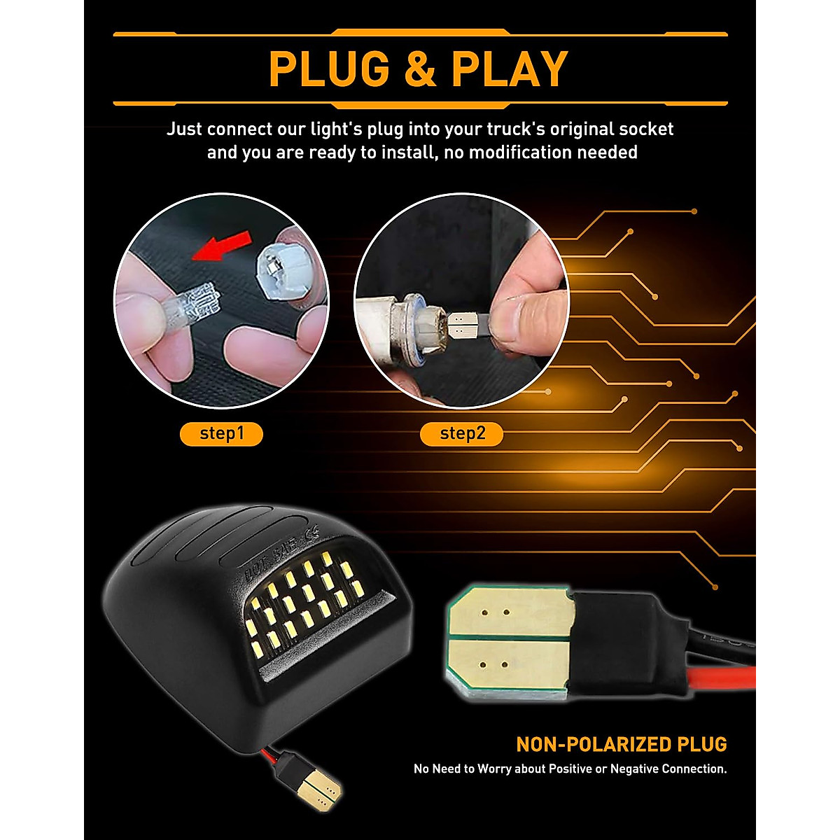 LESAUCE Red OLED Neon Tube LED License Plate Lights Tag Lights Assembly Replacement for Chevy Silverado GMC Sierra 1500 2500 3500 Tahoe Suburban Escalade Yukon XL, 2PCS