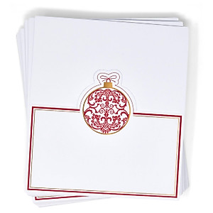 Gift Boutique 100 Pack Christmas Place Cards Holiday Seating Name Card Die Cut Xmas Ornement Bell Table Setting Folded Paper Tent Cards for Dinner Wedding Tables Placement Party Decorations 2" x 3.5"