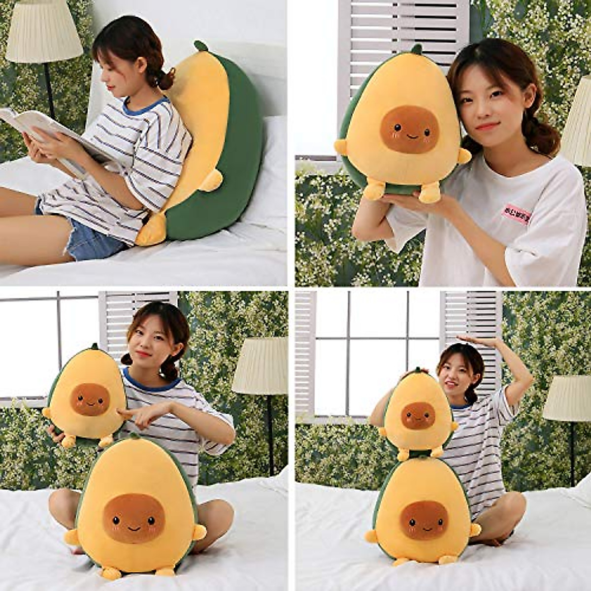 SNOWOLF Avocado Plush Cute Avocado Hugging Pillow Food Fruit Shaped Stuffed Doll Toy Soft Cushion (30cm/11.81in)