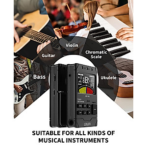 LEKATO Metronome Tuner, Rechargeable 3 In 1 Digital Metronome with TAP Tempo, Woman Vocal Counts, Tuner Tone Generator for Guitar Bass Violin Ukulele Chromatic for All Instruments