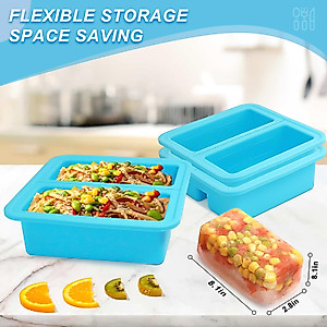 2pack Silicone Freezer Tray for Soup Cube Silicone Freezing Tray with Lid,Large Ice Cube Tray freezer Food Molds,Store Soup,Sauce,Leftovers - Makes Perfect cube storage Silicone Molds ice(2 CUP/2Pack)