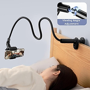 Trenkyo Bed Gooseneck Mount - Flexible Phone Holder for Desk & Bed Compatible with iPhone 14, 13, 12, 11 Pro/Pro Max, XR, X, 8, 7 Plus (White)