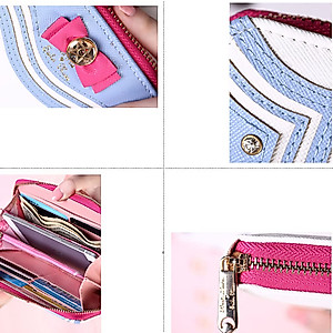 YaJaMa Sailor Moon Kawaii Women Wallet PU Leather Long Credit Card Case Holder Cellphone Pouch Girls Zipper Coins Purse (Pink)