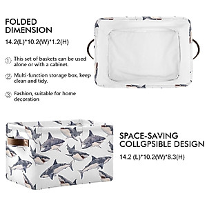 SDMKA Fabric Storage Baskets Sharks Foldable Baskets Large Storage Bins for Organizing Shelves Closet Home, Decorate Your Rooms