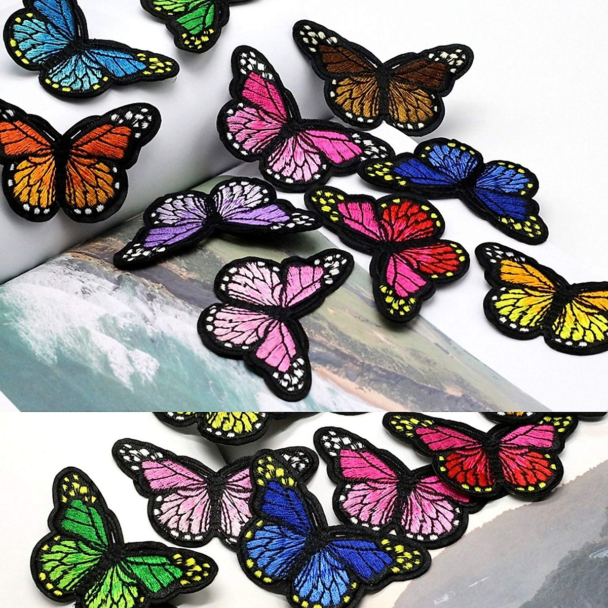 20pcs Butterfly Iron on Patches, 2 Size Embroidered Sew Applique Repair Patch