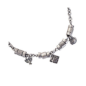 Jewish Jewelry Gift, Necklace, Pewter Star of David, Menorah & Pomegranate Pedants. 17.5" Long. Hand Made by DANON