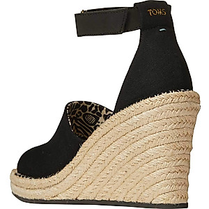 TOMS Marisol Wedge Black Leather 7.5 B (M)