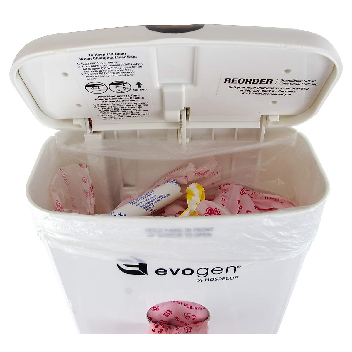 Evogen No-Touch Combination Receptacle (EVNT-CWR), White