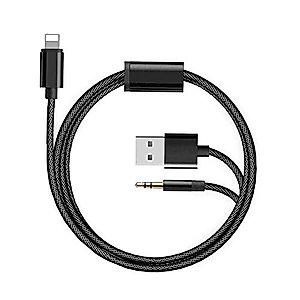 [Apple MFi Certified] Charging Audio Cable for iPhone,2 in 1 Lightning to 3.5mm Nylon Braided Aux Cord Works with Car Stereo Speaker Headphone Car Charger Compatible with iPhone13/ 12/11/XS/XR/8/7/SE