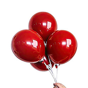 Red Latex Party Balloons, 50 pcs 12 Inch Dark Red Balloons for Wedding, Birthday Party, Valetine's Day, New Year, Christmas Party Decorations