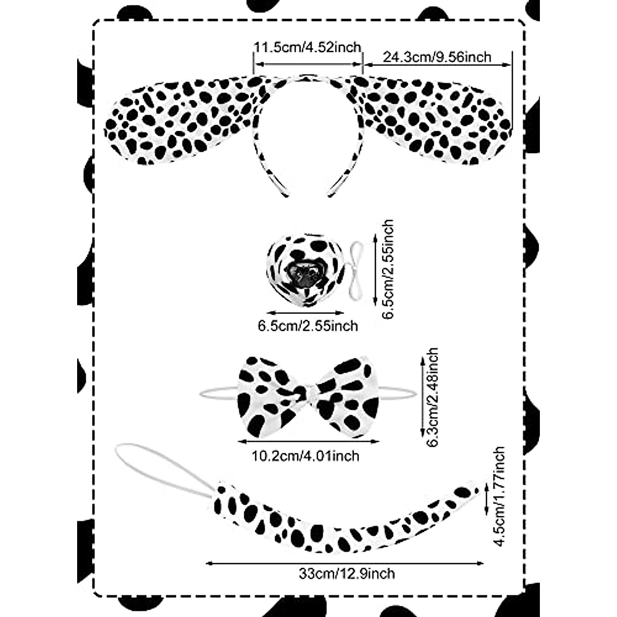 12 Pcs Puppy Dog Costume Set Dog Fancy Dress Costume Includes Dog Ears Headband Bowtie Dog Fake Nose Dog Tail Animal Costume Accessories for Women Adult Kids Halloween Party Cosplay Decorations