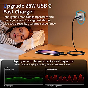 Type C Charger Fast Charging for Samsung 25W Fast Charger, 2-Pack PD/PPS USB C Fast Wall Charger Block with 6FT Type C to Type C Cable for Samsung Galaxy S23/S22/S21/S20/Note 20/Note 10/ iPhone 15