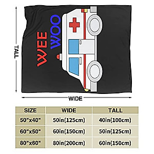 Wee Woo Ambulance Amr Funny EMS EMT Paramedic Ultra-Soft Micro Fleece Blanket Microfiber Blanket Luxury All Seasons Warm Blanket for Bedding Sofa and Travel 60"X50"