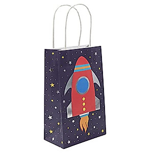 Juvale Small Outer Space Party Favor Gift Bags with Handles for Galaxy Birthday (24 Pack)