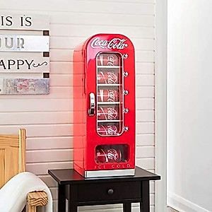 Coca-Cola Exclusive New Retro Vending Machine Style 10 Can Mini Fridge, 12V DC/110V AC with tall window display for home, dorm, office, games room
