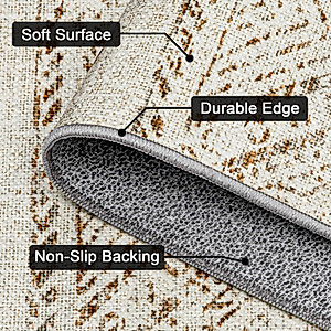 8x10 Area Rugs Living Room Rugs: Large Machine Washable Rug with Non-Slip Backing Non Shedding Stain Resistant, Soft Geometric Moroccan Carpet for Dining Room Nursery Home Office - Brown