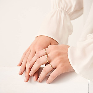 GELIN 14k Solid Gold Diamond Solitaire Stacker Ring for Women - Size 6