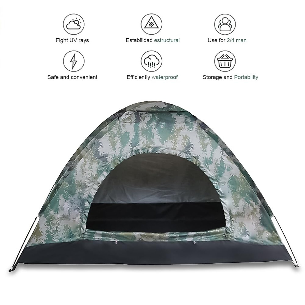Generic Outdoor Camping Dome Tent, 3-4 Person Waterproof Family Tent with Rainfly, Lightweight and Suitable for Backpacking, Hiking, Traveling