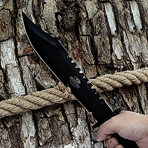 MOSSY OAK 15-inch Survival Bowie Knife & Folding Pocket Knife, Fixed Blade Hunting Knife with Sheath, Sharpener and Fire Starter Inculded, Tactical Bowie Knife for Camping, Hunting, Outdoor