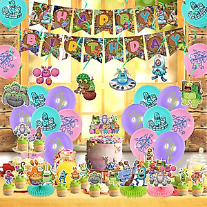 41 Pcs 𝓢𝓲𝓷𝓰𝓲𝓷𝓰 𝓜𝓸𝓷𝓼𝓽𝓮𝓻𝓼 Party Supplies Set Include Birthday Banner, Honeycomb Centerpieces, Cupcake Topper, Latex Balloons, 𝓢𝓲𝓷𝓰𝓲𝓷𝓰 𝓜𝓸𝓷𝓼𝓽𝓮𝓻𝓼 Theme Hanging Swirls for Adult Kids Birthday Party