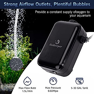 fishkeeper Aquarium Air Pump Fish Tank Aerator 2W/3W/4.5W/6W Ultra Quiet Adjustable Oxygen Pump Fish Tank Air Pump for 5-100 Gallon Tank