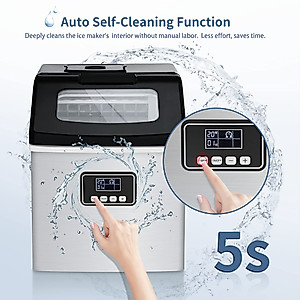CROWNFUL Ice Maker Machine Countertop, 40LBS/24H, 24 Clear Ice Cubes in 13 Mins, Auto Self-Cleaning, LCD Display, Compact Portable Ice Maker with Scoop and Basket for Home/Office/Kitchen/Bar