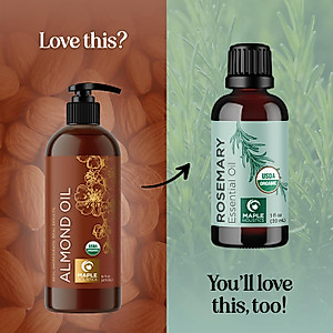 USDA Organic Sweet Almond Oil - Pure Cold Pressed Organic Almond Oil for Skin Hair and Nails - Moisturizing Organic Body Oil for Women and Men plus Carrier Oil for Essential Oils Mixing 16oz
