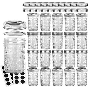 VERONES Mason Jars 8OZ, 8 OZ Canning Jars Jelly Jars with Regular Lids and Bands, Ideal for Jam, Honey, Wedding Favors, Shower Favors, 20 Pack,Extra 20 Lids