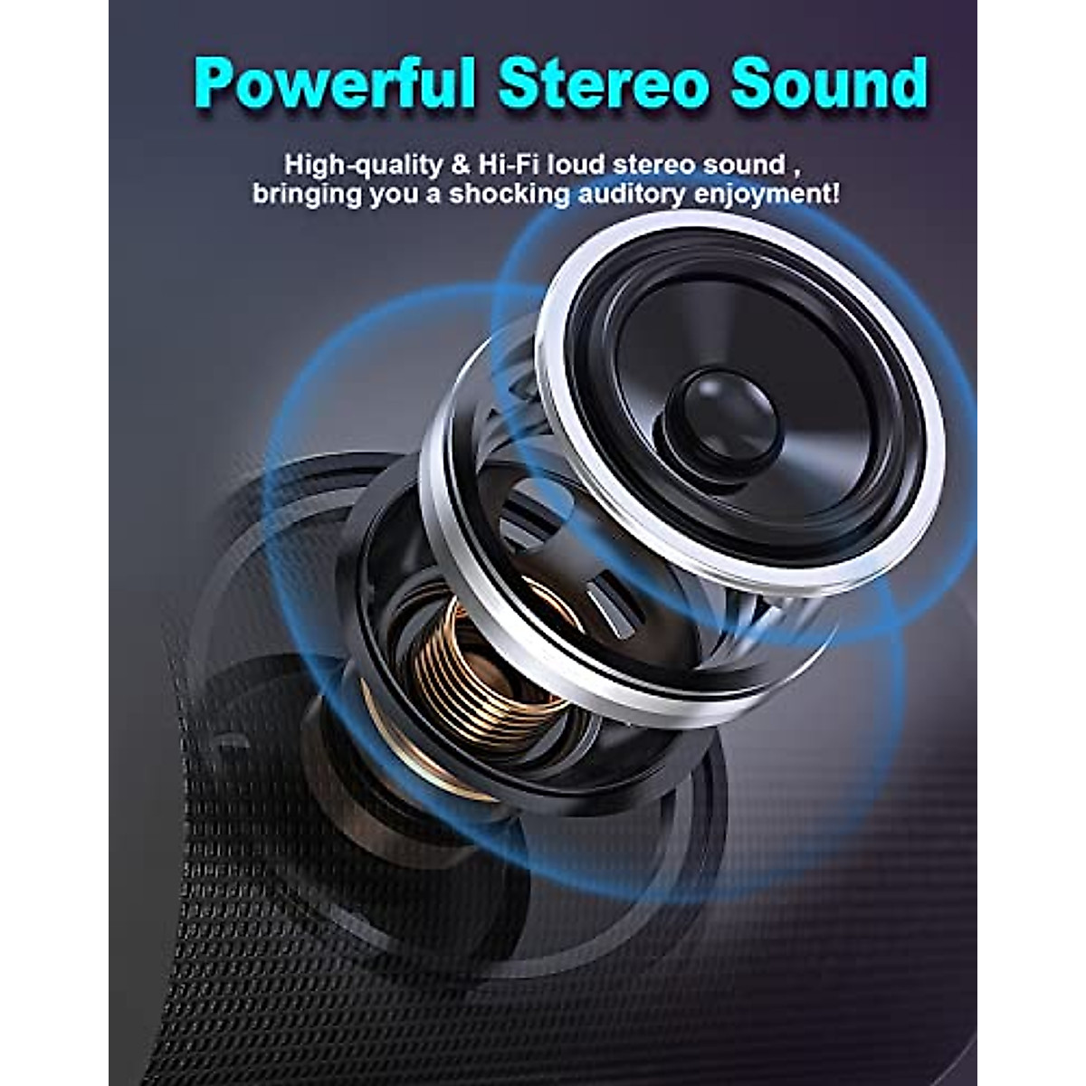 Wireless Bluetooth Speaker, Portable Speaker 15W Stereo Sound with Multi LED Light Dynamic Modes, IPX4 Waterproof Bluetooth Speakers, BT5.3, TWS Surround Pairing, Lightweight for Party Outdoor Camping