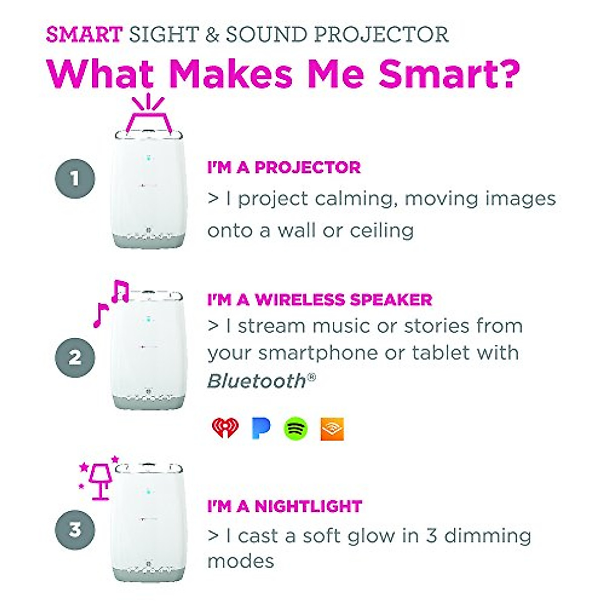 Project Nursery Sight & Sound Sleep Soother Projector with Bluetooth