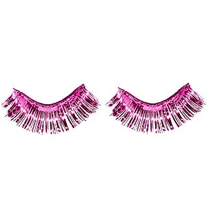 Pink Tinsel Eyelashes - 1 Pair (1/2" x 1") - Lightweight & Easy to Apply Self-Adhesive Lashes - Perfect Costume Accessory