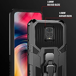 vvoo for Xiaomi Redmi Note 9s/9 Pro Case,with [2 Pack] Tempered Glass Screen Protector Military Grade Hybrid Heavy Duty Protection Built-in Fold Kickstand for Xiaomi Redmi Note 9s/ 9 Pro Case -Black