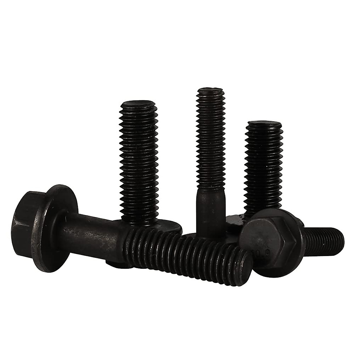 M8 x 50mm Flanged Hex Head Bolts Flange Hexagon Screws, Alloy Steel 10.9 Class, Black Oxide Finish, Partially Threaded, 10 PCS