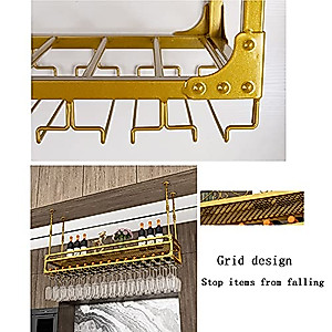 Ceiling Shelf Wine Glass Rack - Upside Down Hanging Home Decoration with Light Luxury Bar Hanger - Creative Wine Cabinet Organizer Shelf for Hanging Wine Glasses