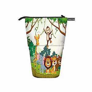 Swono Statue Of Liberty Pencil Case New York City Freedom Doodles Standing Pencil Case Pencil Holder Pencil Pouch Cosmetics Pouch Makeup Office Bag Colorful