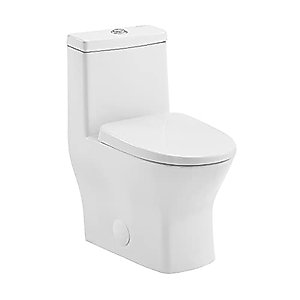 Swiss Madison SM-1T257 Sublime II Compact 24" Length One Piece Toilet Dual Flush 1.1/1.6 GPF with Side Holes, Glossy White