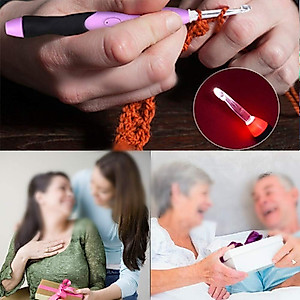 Lighted Crochet Hooks Set - 11 Sizes Light Up Crochet Hooks with Case,Rechargeable Crochet Hook with Light,2.5mm to 8mm