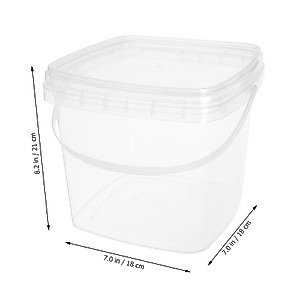 Homoyoyo Clear Plastic Bucket with Handle Lid,Heavy Duty Square Plastic Bucket Ice Cream Buckets Food Storage Containers Water Pail Industrial Pail Party Tub Empty Paint Can