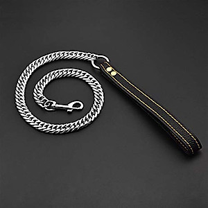 EZURI Traction Rope Pet Dog Leash Gold Chain Puppy Collar Necklace Stainless Steel Bulldog Collar Leash 17mm Small Middle Large Dog Leash (Color : A, Size : 1)