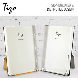 TIZO Design Vertical 5x7 Lucite Picture Frame, Durable 1 Inch Thick Clear Lucite & Magnetic Closures, Elegant & Practical Boutique Quality Photo Frame (Multiple Colors Available)