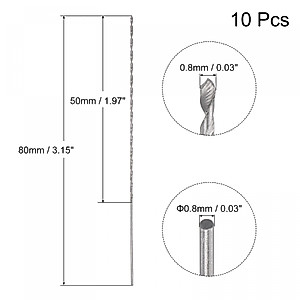 uxcell 10 Pcs 0.8mm Mini Micro Twist Drill Bits, High-Speed Steel Straight Shank Extra Long Drill Bit 80mm for Aluminum Alloy