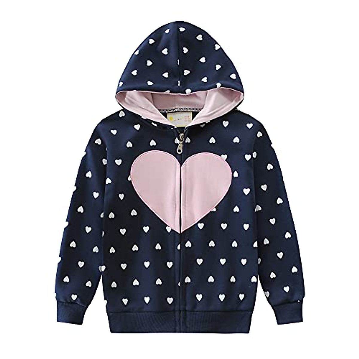CM-Kid Toddler Girls Hoodie Sweatshirt Heart Print Outfits Hoodies T-Shirts for Kids Long Sleeve Pullover Fleece Sweatshirts Jacket Shirt Clothes Size 7