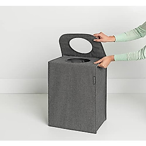 Brabantia - Laundry Bag Rectangular - Space Efficient - Large Volume - Quick-Drop Opening - Laundry Basket - with Hole - Bathroom - Stackable - Pepper Black - 14.5 Gal